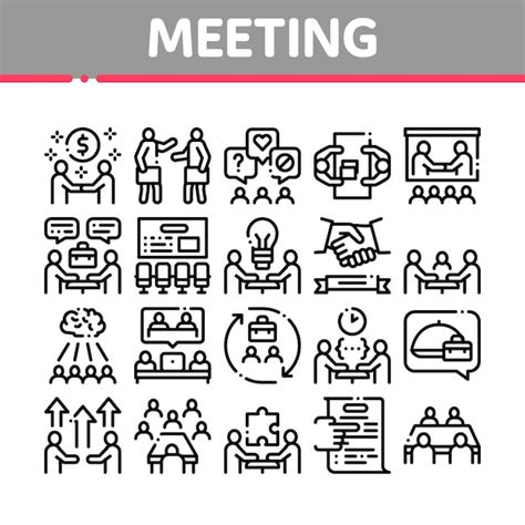 Premium Vector Business Meeting Conference Icons Set Vector