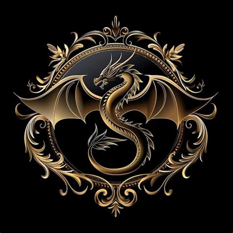 Luxury Emblem Dragon Logo Gold And Black Ornate Design Hd Quality