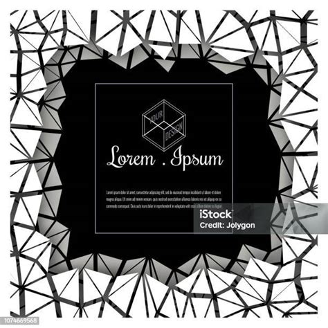 검은 빈 공간 Bg 삼각형 다각형 프레임 0명에 대한 스톡 벡터 아트 및 기타 이미지 0명 개념 검은색 Istock