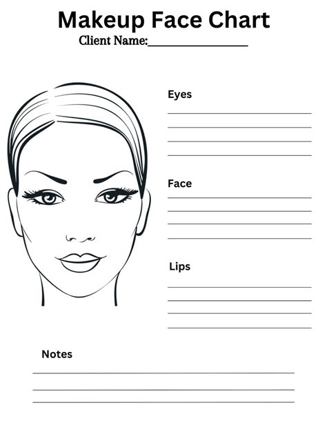Makeup Artist Face Chart Etsy
