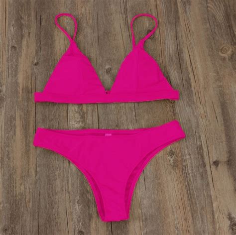 Neon Pink Swimsuittwo Piece Womens Fashion Swimwear Bikinis