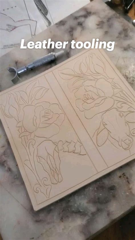 Leather Tooling Walet With Roses Skeleton And Brahman Leather