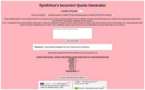 synthace s incorrect quotes generator
