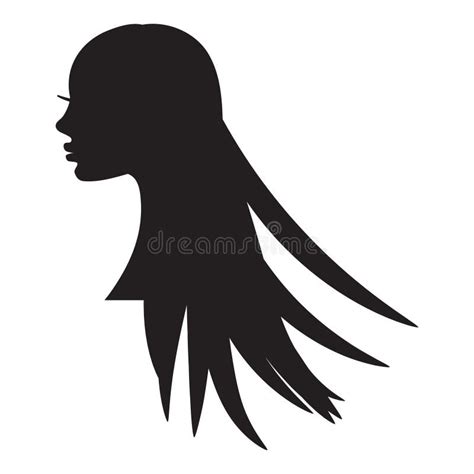 Girl Silhouette With Long Flowing Hair Stock Vector Illustration Of