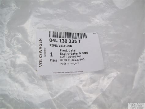 04l130235t Vw Golf 5g Ba Bq Am Fuel Injector Return Line Genuine 2013