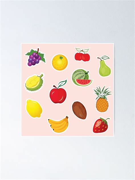 Fruits Sticker Vector Illustration Poster For Sale By Stardesigno