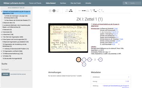 Onlinearchiv Zettelkasten Von Niklas Luhmann