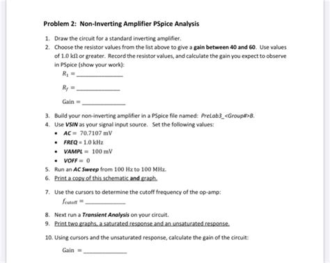 Solved Problem 2 Non Inverting Amplifier Pspice Analysis 1