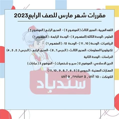 مقرر اختبارات شهر مارس كل مواد الصفين الرابع والخامس الابتدائي الترم الثاني 2023 منصة كتاتيب مصر