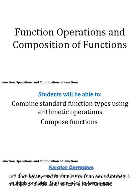 Function Operations And Composition Guide Pdf Function Mathematics
