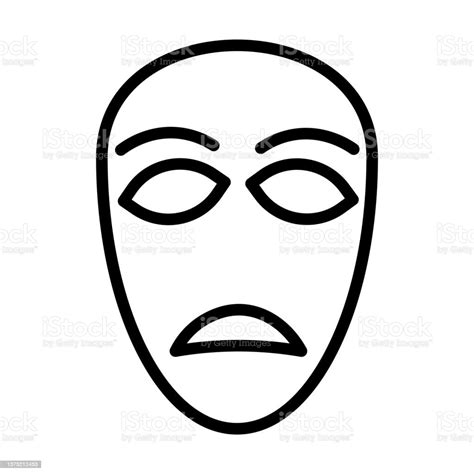 시네마 컬렉션의 슬픈 마스크 아이콘 흰색 배경에 격리 된 얇은 선형 슬픈 마스크 슬픈 마스크 윤곽 선개 아이콘 라인 벡터 슬픈 마스크 기호 웹 및 모바일 기호 0명에 대한