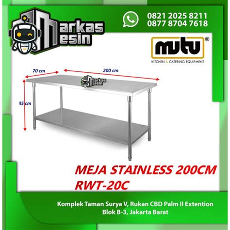 Jual Meja Stainless Steel 2 Meter Working Table Dapur Restoran RWT 20C MUTU Jakarta Barat