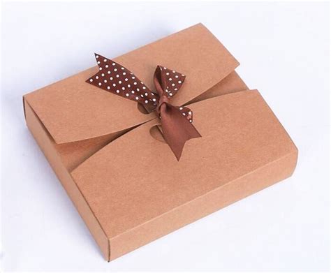 Kraft Paper Gift Box With Ribbon 6x6x2 Inches Eco Bags India