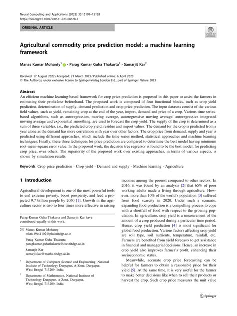 agricultural commodity price prediction model a machine learning pdf