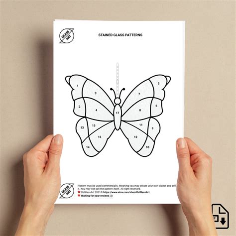 Butterfly Stained Glass Pdf Pattern • Butterfly Suncatcher Pattern