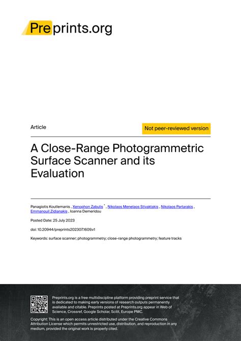 pdf a close range photogrammetric surface scanner and its evaluation