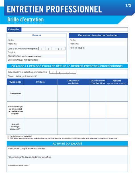 Grille Simplifie Entretien Pro Business