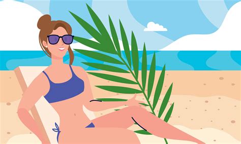 Woman Tanning On The Beach 10479434 Vector Art At Vecteezy