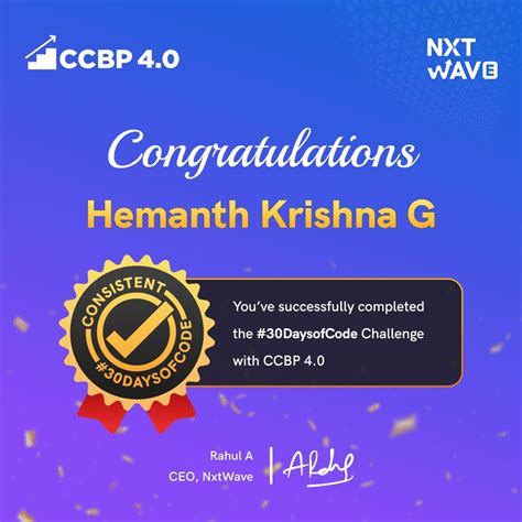 Hemanth Krishna Gajula On Linkedin 30days Nxtwave Rahulattuluri
