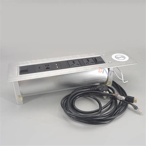 Multifunctional Motorized Rotate Desktop Power Socket Outlet Aluminum