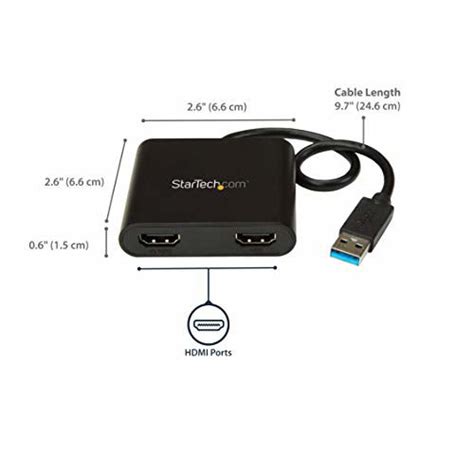 GetUSCart StarTech Com USB 3 0 To Dual HDMI Adapter 4K 30Hz External Video Graphics Card