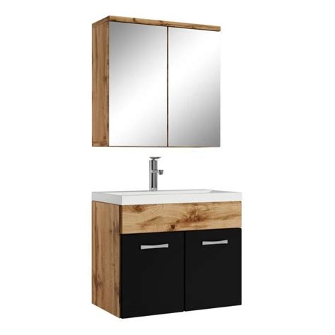 Meuble De Salle De Bain Montreal 01 Badplaats 60 Cm Chene Avec Noir