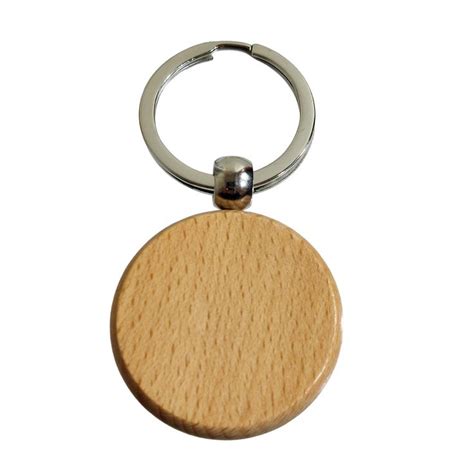 Llavero Redondo De Madera Natural Modelo 1