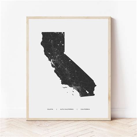 California Map Print Map Of California Digital Download Etsy