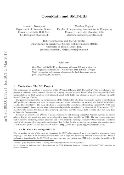pdf openmath and smt lib