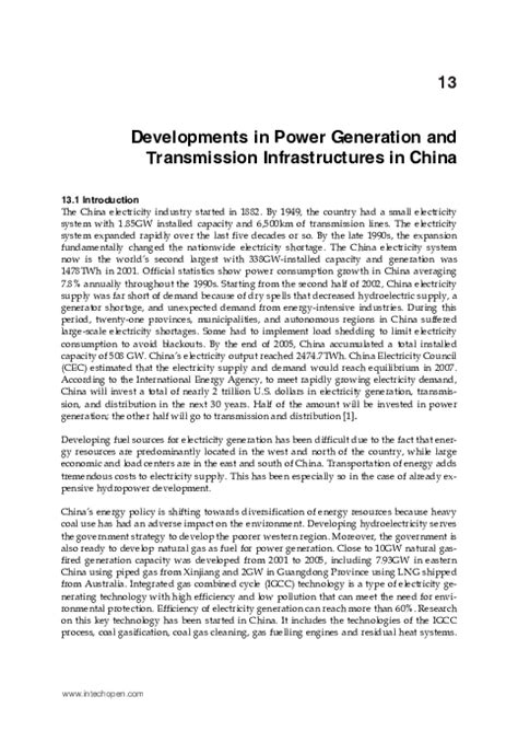 Pdf Developments In Power Generation And Transmission Infrastructures In China
