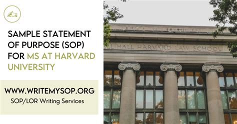 Sample Statement Of Purpose Sop For Ms At Harvard University Write