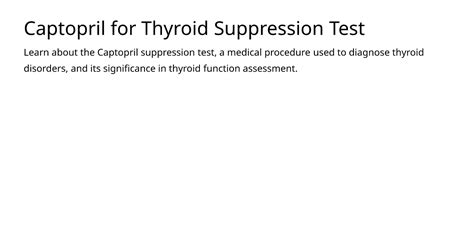 Captopril For Thyroid Suppression Test Meds Is