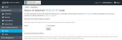synchronizing the attached service node plesk onyx documentation