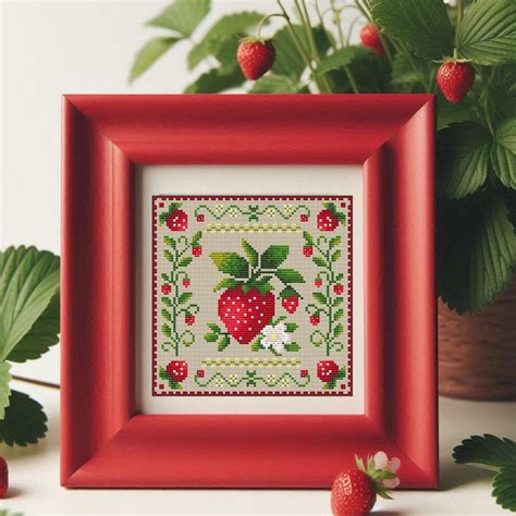 Strawberry Sampler Cross Stitch Pattern Easy Berry X Stitch Food