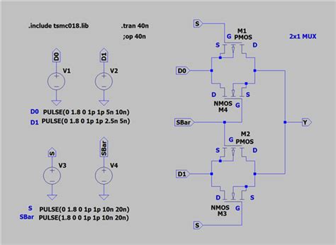 Not Getting Desired Output For 2 1 Mux Using MOSFET In LTSpice Q A