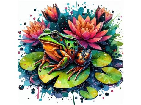 🐸 A Frog Sitting On A Lily Pad Graphic By Creativeguru · Creative Fabrica