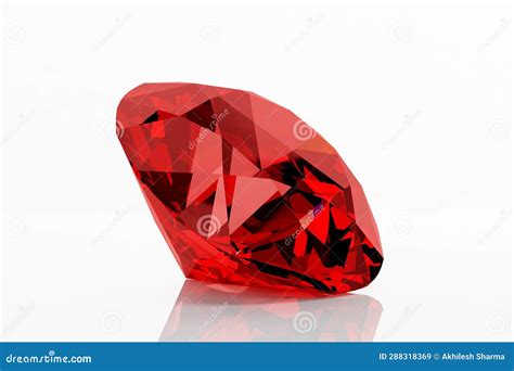 Beautiful Shiny Ruby Diamond On White Background 3d Illustration Render Stock Illustration