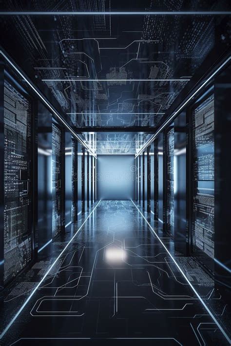 Illustration Virtual Digital Space Data Tunnel Generative Ai Stock