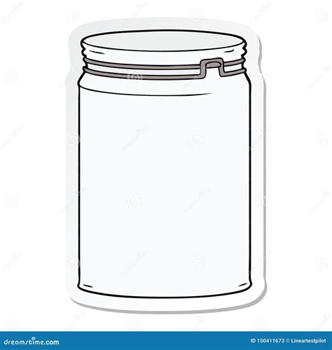 Sticker Of A Cartoon Empty Glass Jar Stock Vector Illustration Of