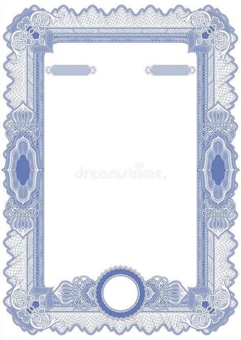 Vertical Classic Certificate Frame Blue Stock Illustration