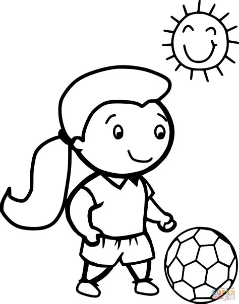 Girl Playing Soccer Coloring Page Free Printable Coloring Pages