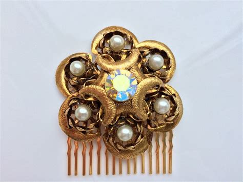 Vintage Gold Hair Comb Gold Bridal Headpiece Antique Hair Etsy
