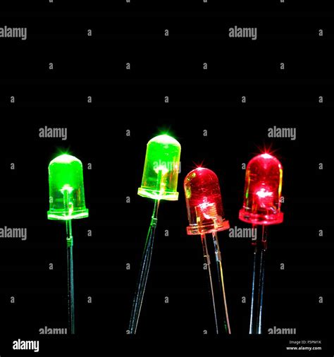 Green And Red Light Emitting Diodes LEDs Against A Black Background Stock Photo Alamy