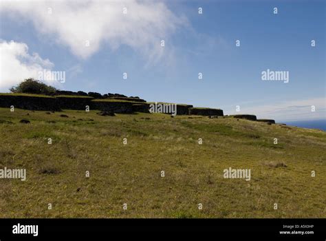 Chile Easter Island Orongo Village Restored Archeological Site Where