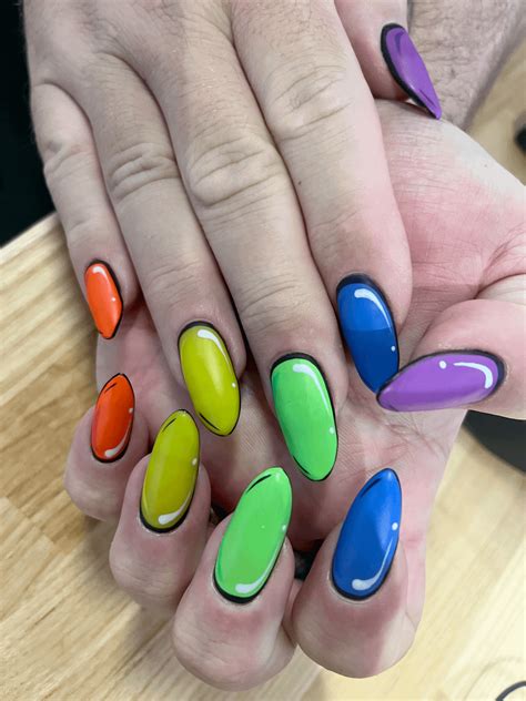 Pop Art Cell Shaded On My Natural Nails By Kalsrebelliousnails On Ig