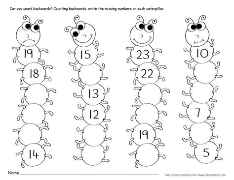 Missing Numbers Counting Backwards And Number Identification
