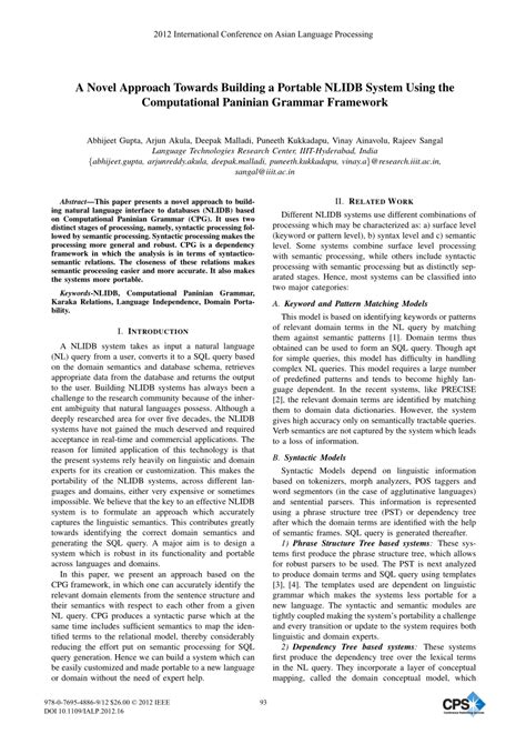 Pdf A Novel Approach Towards Building A Portable Nlidb System Using