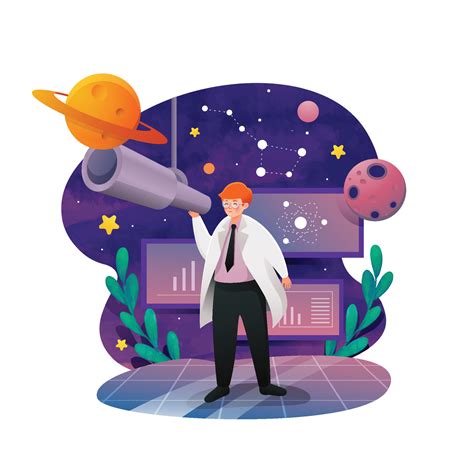 Astrophysicist Doing Research On Astronomical Object 4980556 Vector Art At Vecteezy