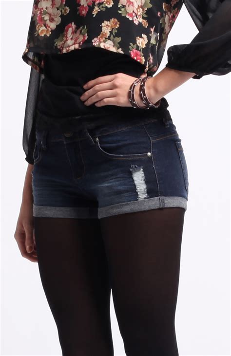 Cuffed Denim Shorts By Timing