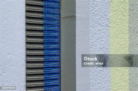 Closeup Sistem Insulasi Dinding Eksternal Dan Cladding Fasad Foto Stok
